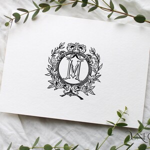 M Single Monogram Initial Name Initials, With Elaborate Border, Wedding ...