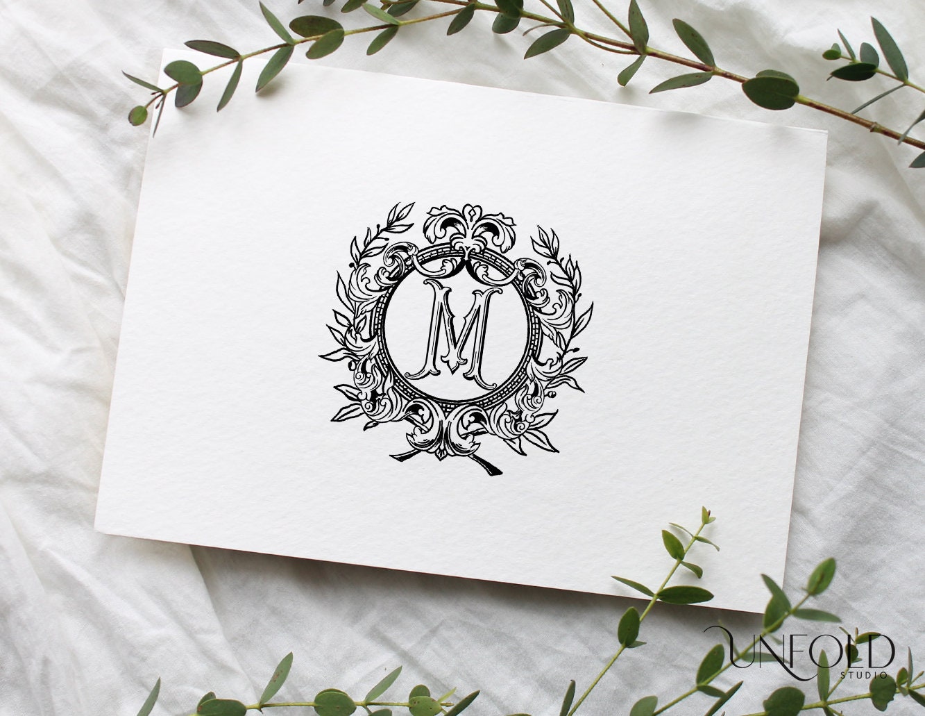 M Single Monogram Initial Name Initials, With Elaborate Border, Wedding ...