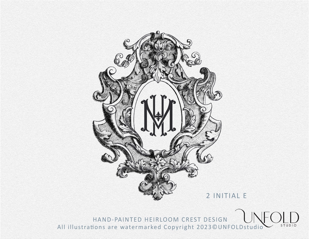 Vintage Wedding Crest, Monogram Logo Design and Wedding Branding ...