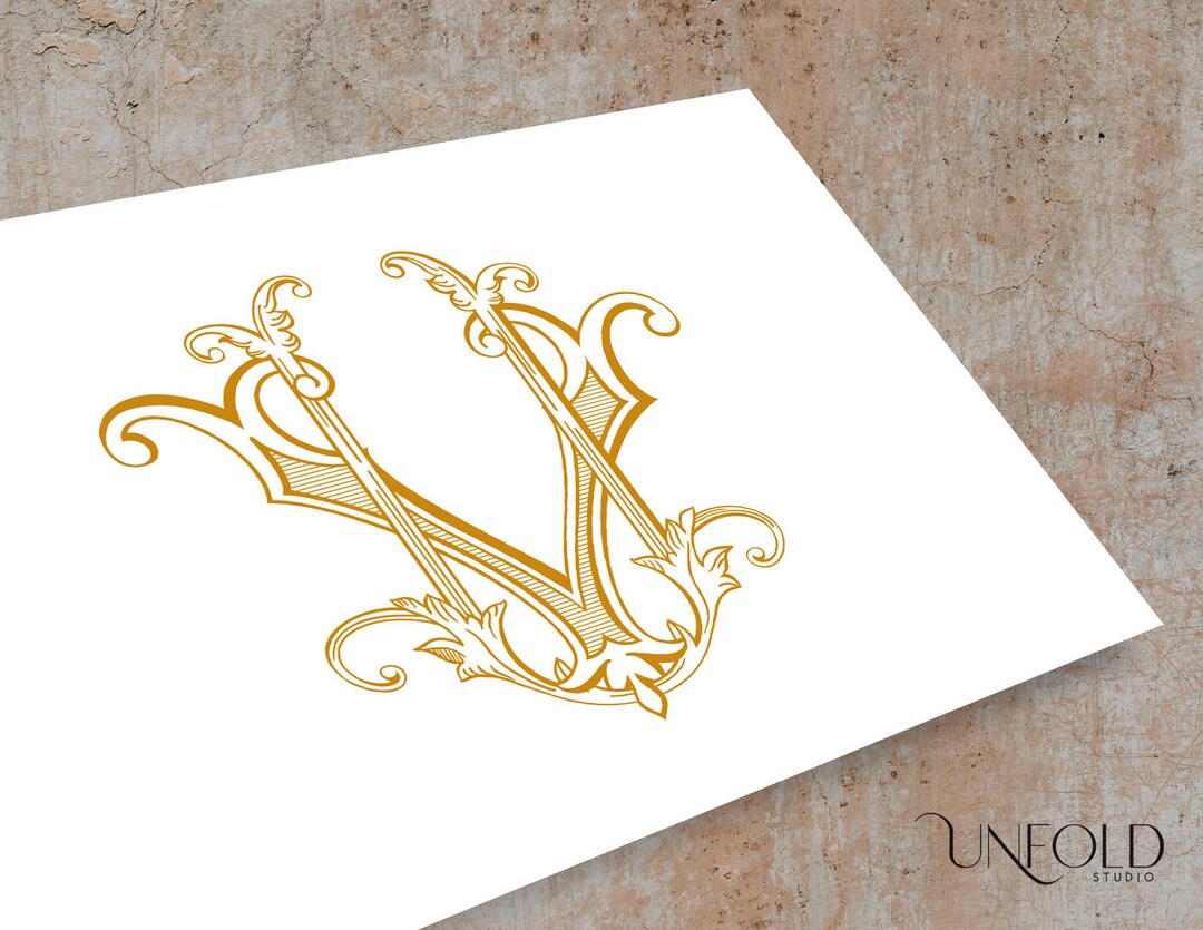 UV, VU Name Initials Vintage Monograms, Wedding Monogram, Duogram ...