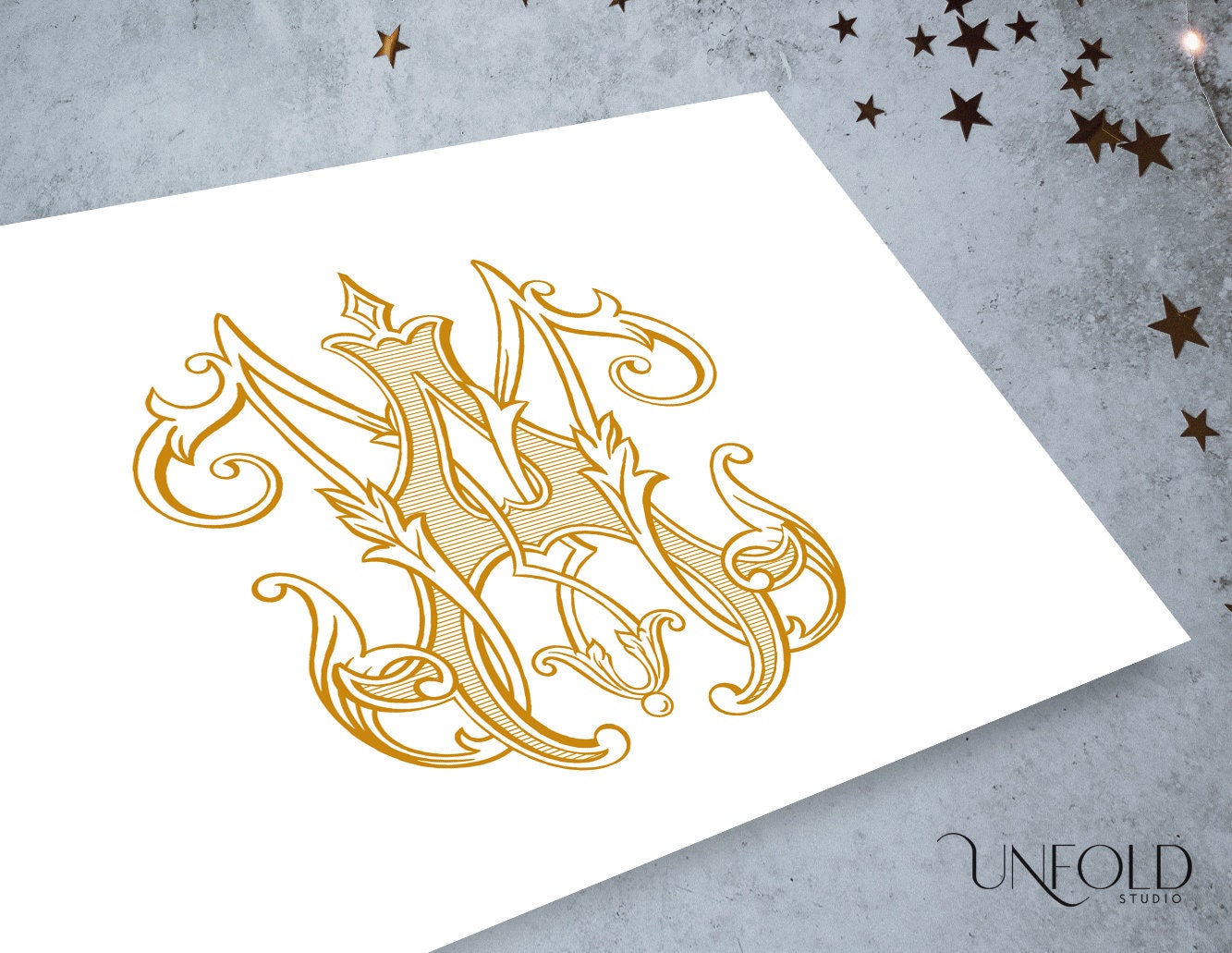 Handpainted Interwoven Vintage Monograms, Wedding Monogram, Duogram ...