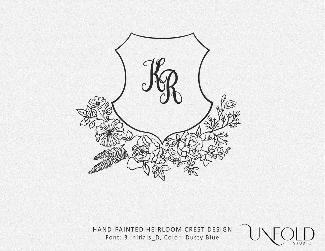 Floral Crest 3 - Pre-made Heirloom Crest Design With Your Choice of ...