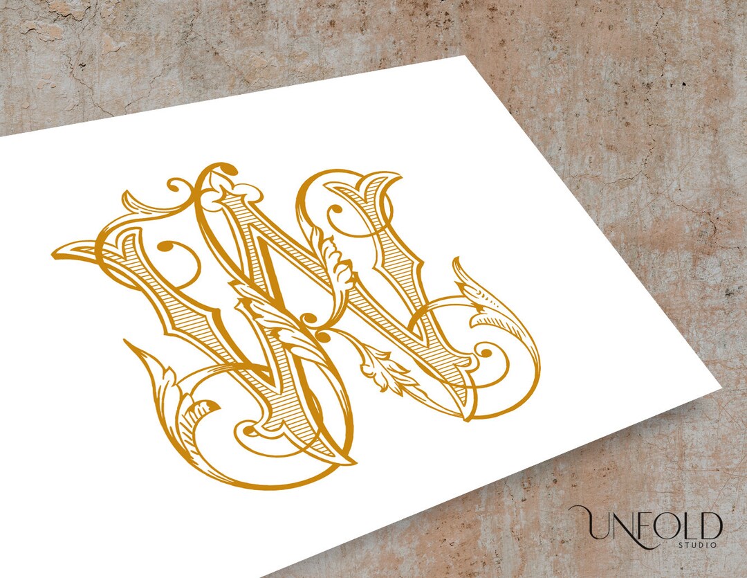 W & K Vintage Monograms, Wedding Monogram, Digital Download, Interwoven ...