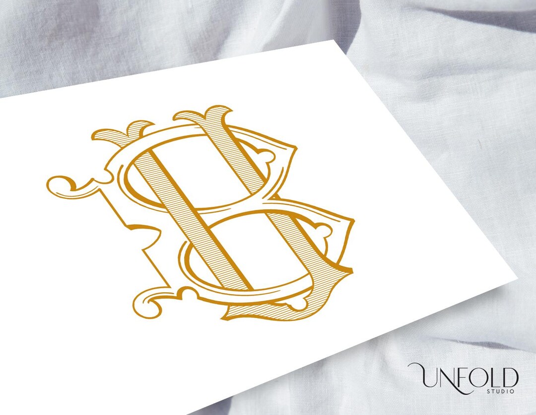 Pre-made B and U Digital Monogram - Personalized Digital Design for ...