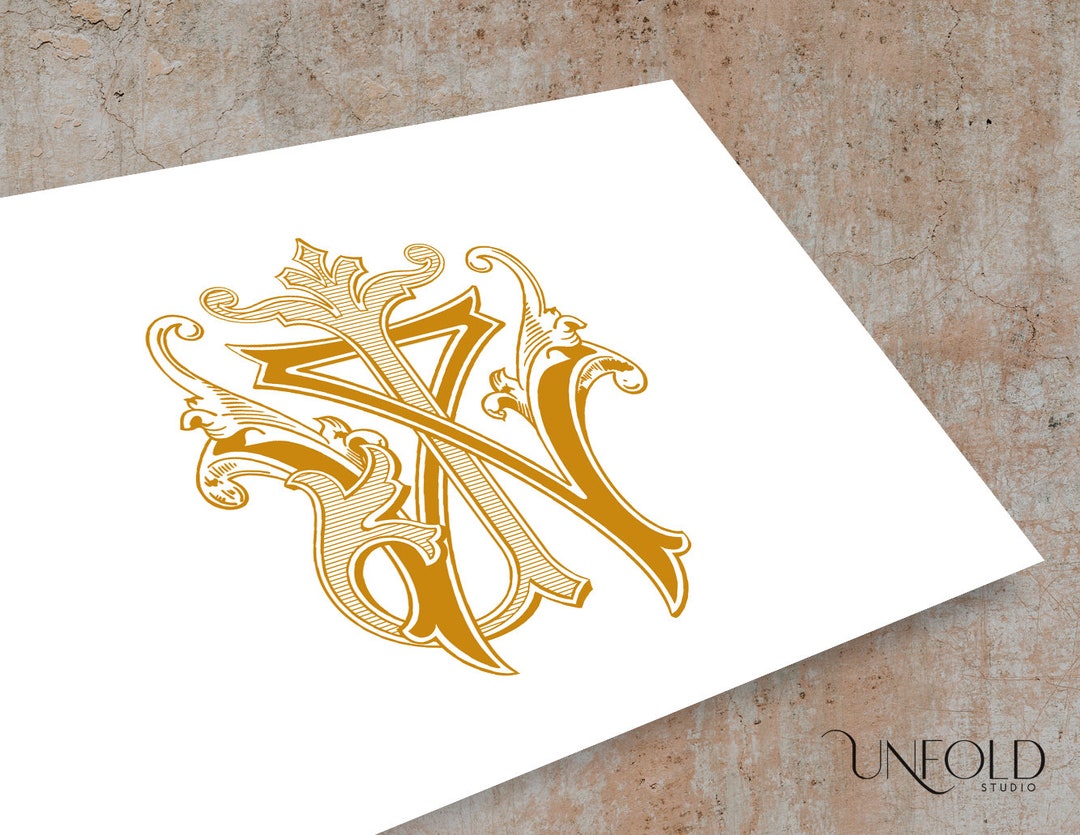 W & J Vintage Monograms, Wedding Monogram, Digital Download, Interwoven ...