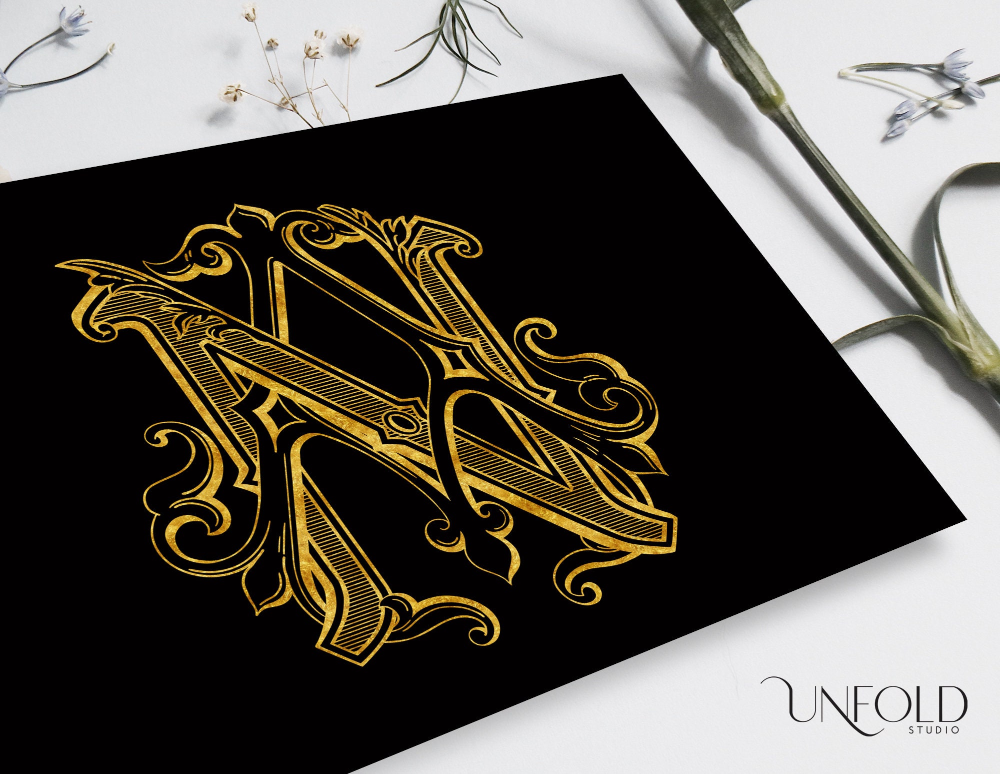 A & N Vintage Monograms, Wedding Monogram, Digital Download, Interwoven ...