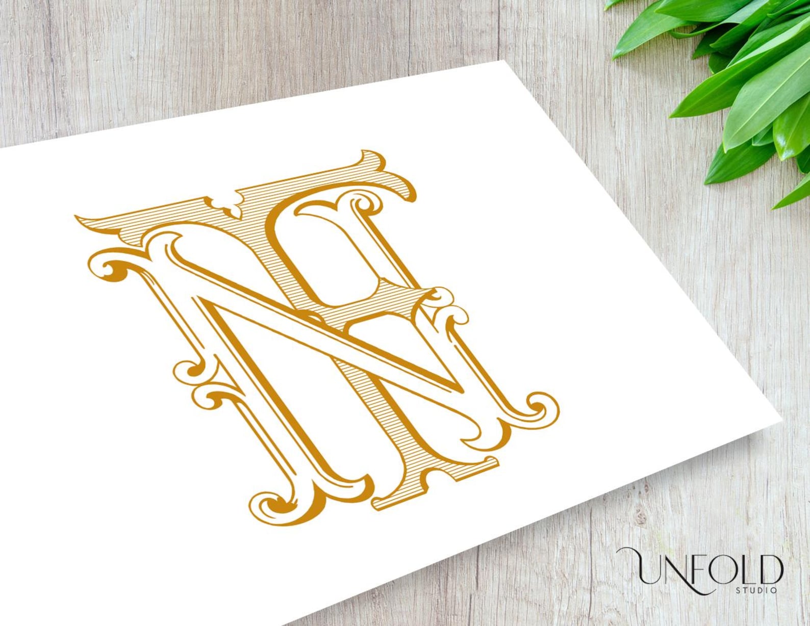 Digital Monogram N & F, Personalized Modern Monogram for Couples, or ...