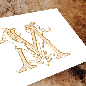 M & V Name Initials, Classic Monograms, Wedding Monogram, Duogram ...