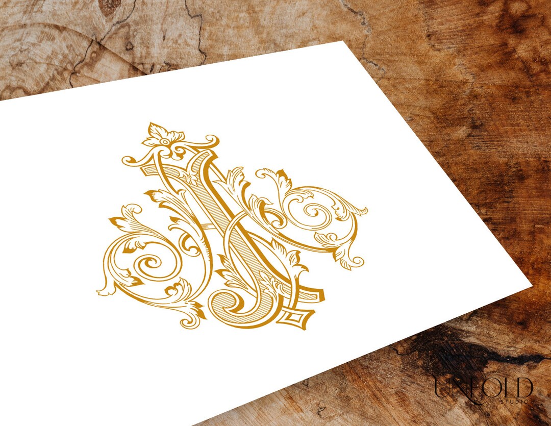 AJ, JA Name Initials Vintage Monograms, Wedding Monogram, Duogram ...