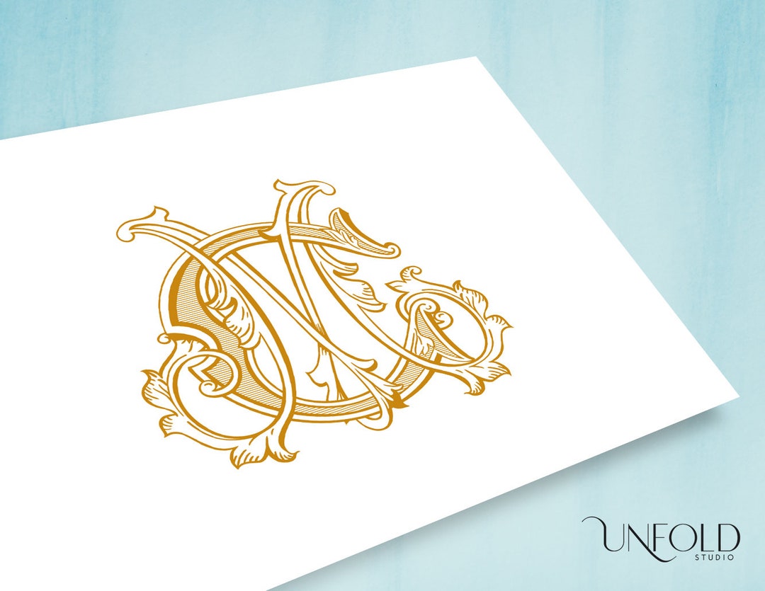 M & C Hand-painted Interwoven Vintage Monograms, Wedding Monogram ...