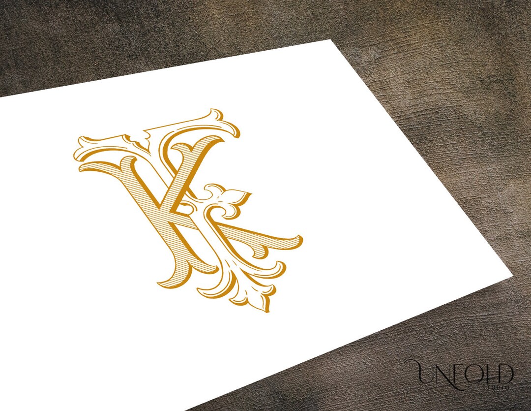 FK or KF Name Initials, Classic Monograms, Wedding Monogram, Digital ...