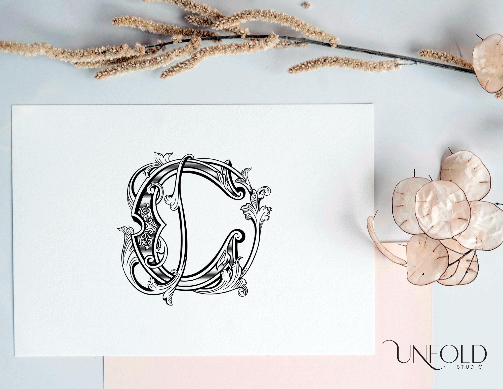 D and C Interlocking Monograms, Vintage Styled Monograms, Wedding or ...