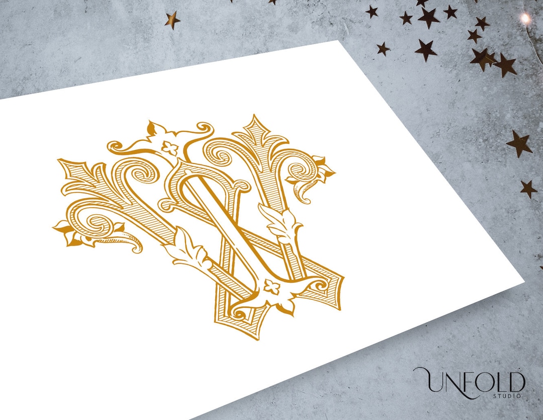 W & I Vintage Monograms, Wedding Monogram, Digital Download, Interwoven ...