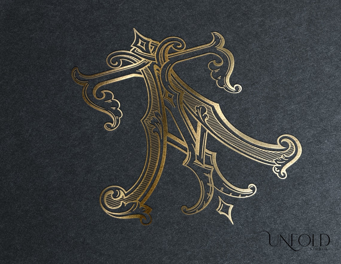 A & T Name Initials Vintage Monograms Wedding Monogram - Etsy