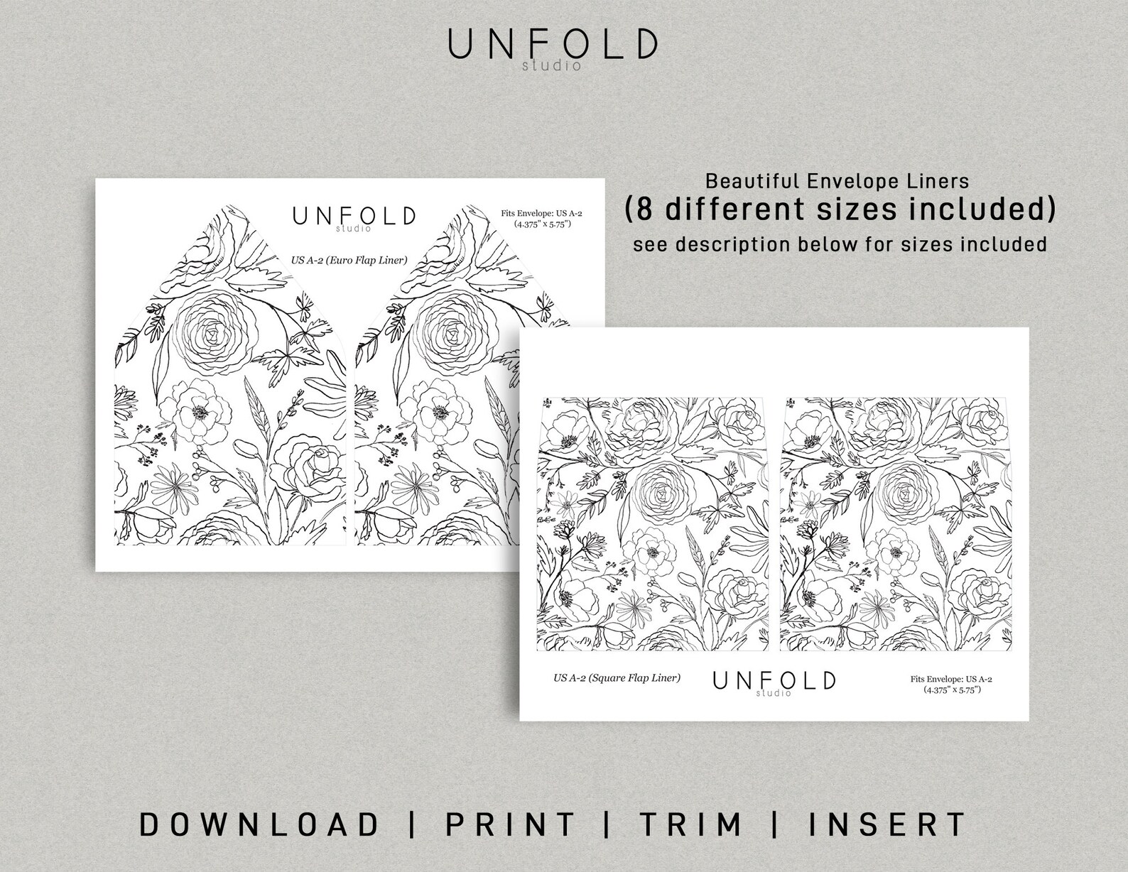 Printable Envelope Liner Templates, 8 Envelope Types Included in PDF ...