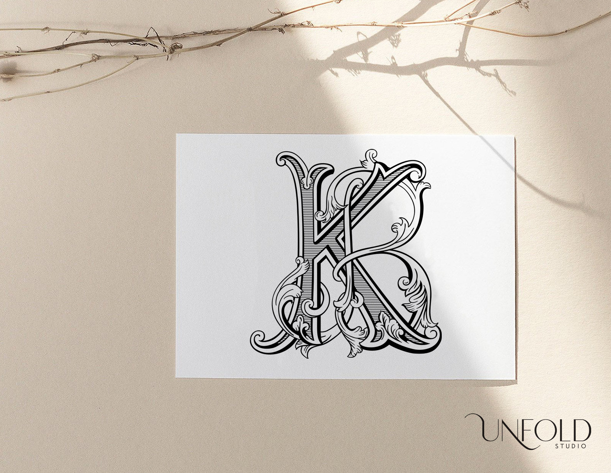 KB Name Initials Vintage Monograms wedding monogram | Etsy