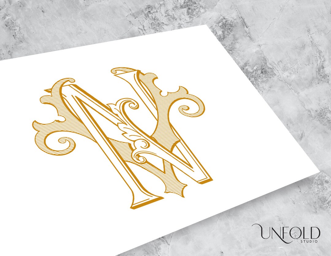 VN or NV Name Initials, Classic Monograms, Wedding Monogram, Two ...