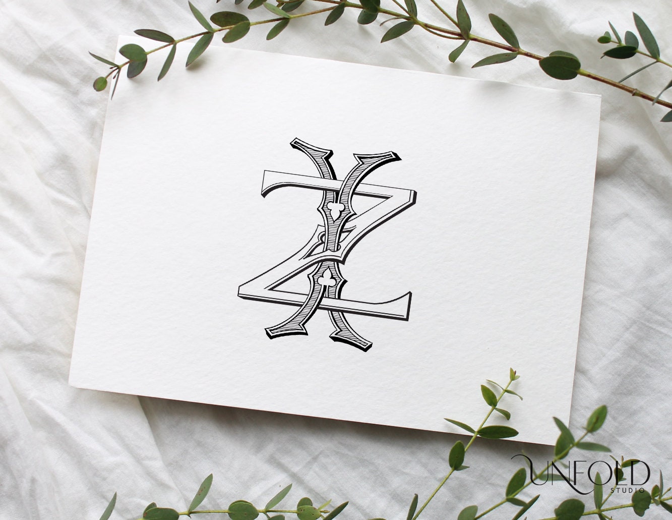 IZ or ZI Name Initials, Classic Monograms, Wedding Monogram, Duogram ...