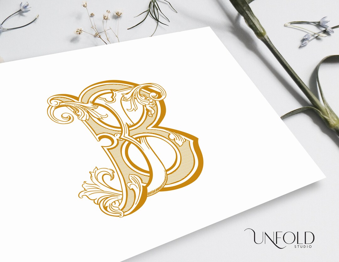 J and B Interlocking Monograms, Vintage Styled Monograms, Wedding or ...