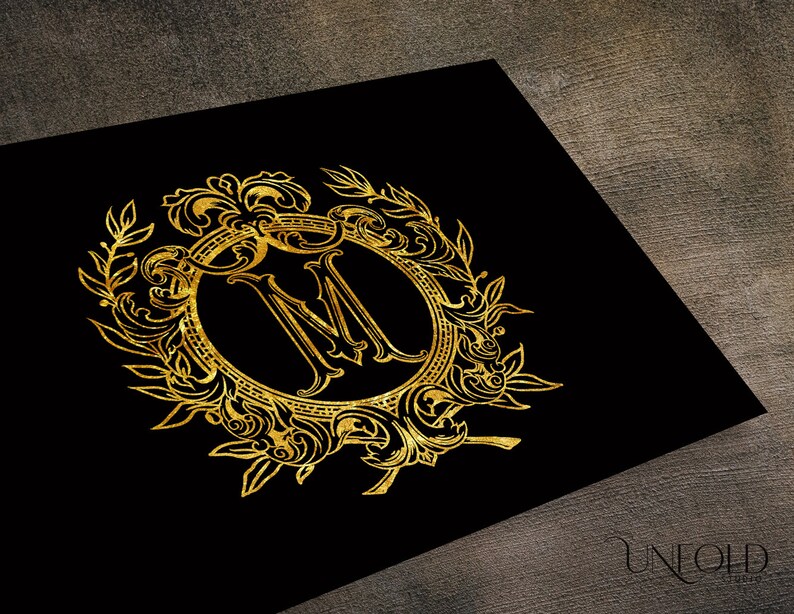 M Single Monogram Initial Name Initials, With Elaborate Border, Wedding ...