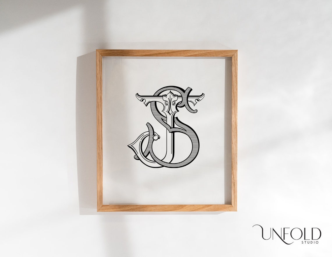 JS or SJ Name Initials, Classic Monograms, Wedding Monogram, Two ...