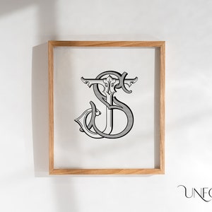 JS or SJ Name Initials, Classic Monograms, Wedding Monogram, Two ...