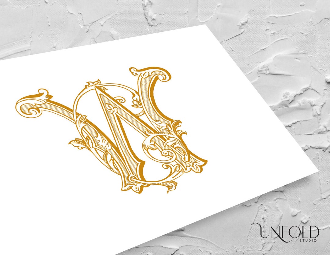 W and C Name Initials Vintage Monograms, Wedding Monogram, Digital ...