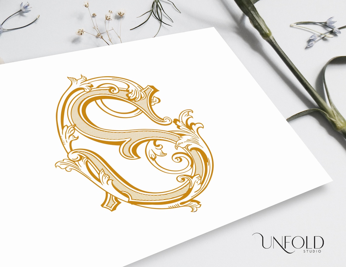 CS or SC Name Initials, Vintage Monograms, Wedding Monogram, Duogram ...