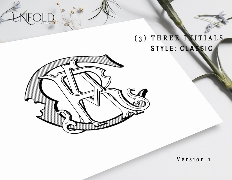 3 Initials Designer Based Monograms Made With Pre-made Letters | Etsy