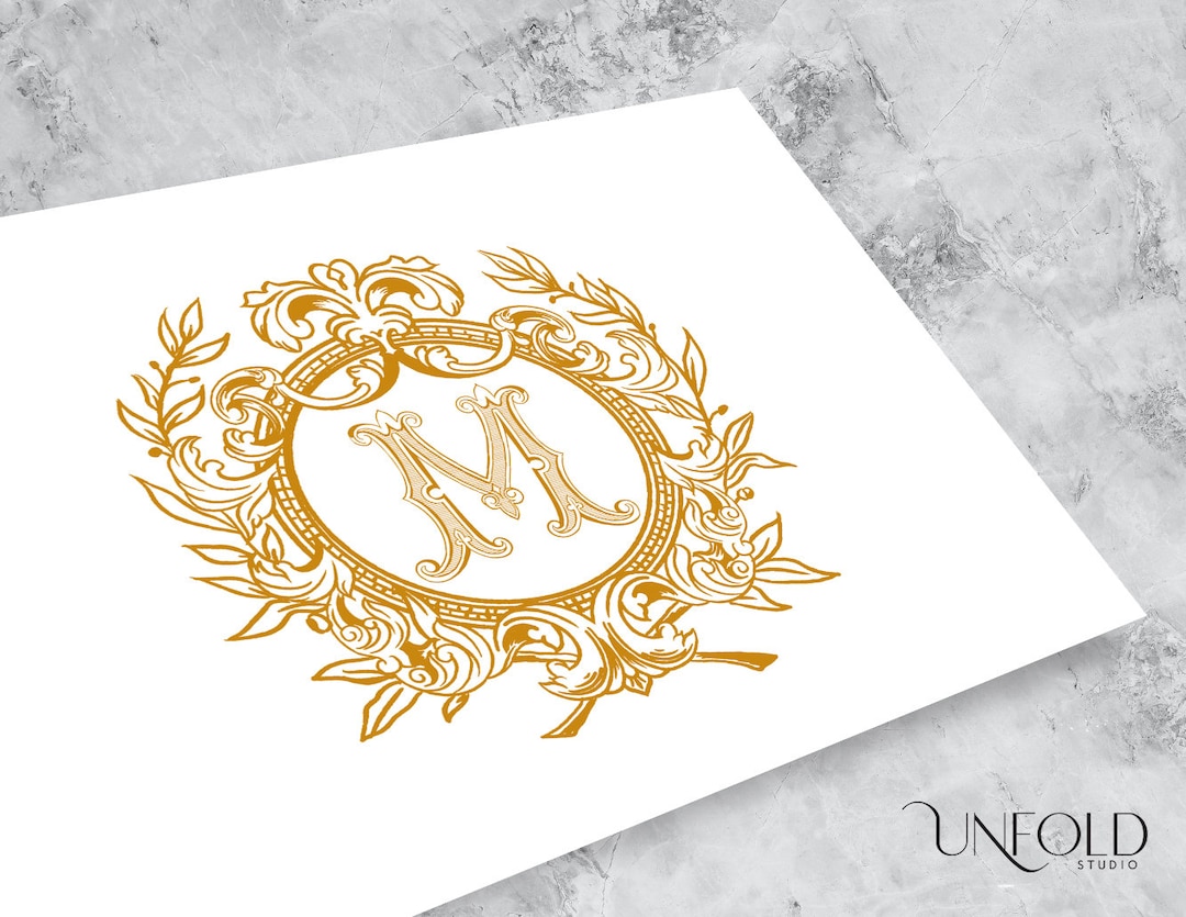 Digital Antique Monogram - M- Antique Monogram - Elaborate Circular ...