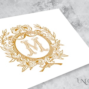 Digital Antique Monogram - M- Antique Monogram - Elaborate Circular ...