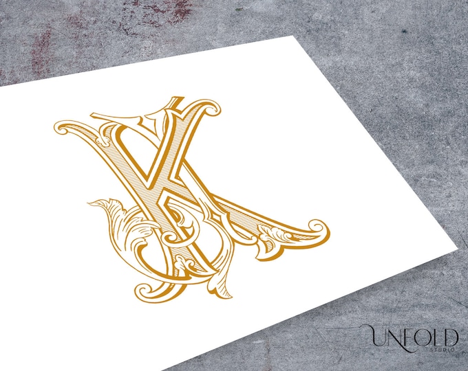 Wedding Monogram JK KJ Duogram Digital - Etsy