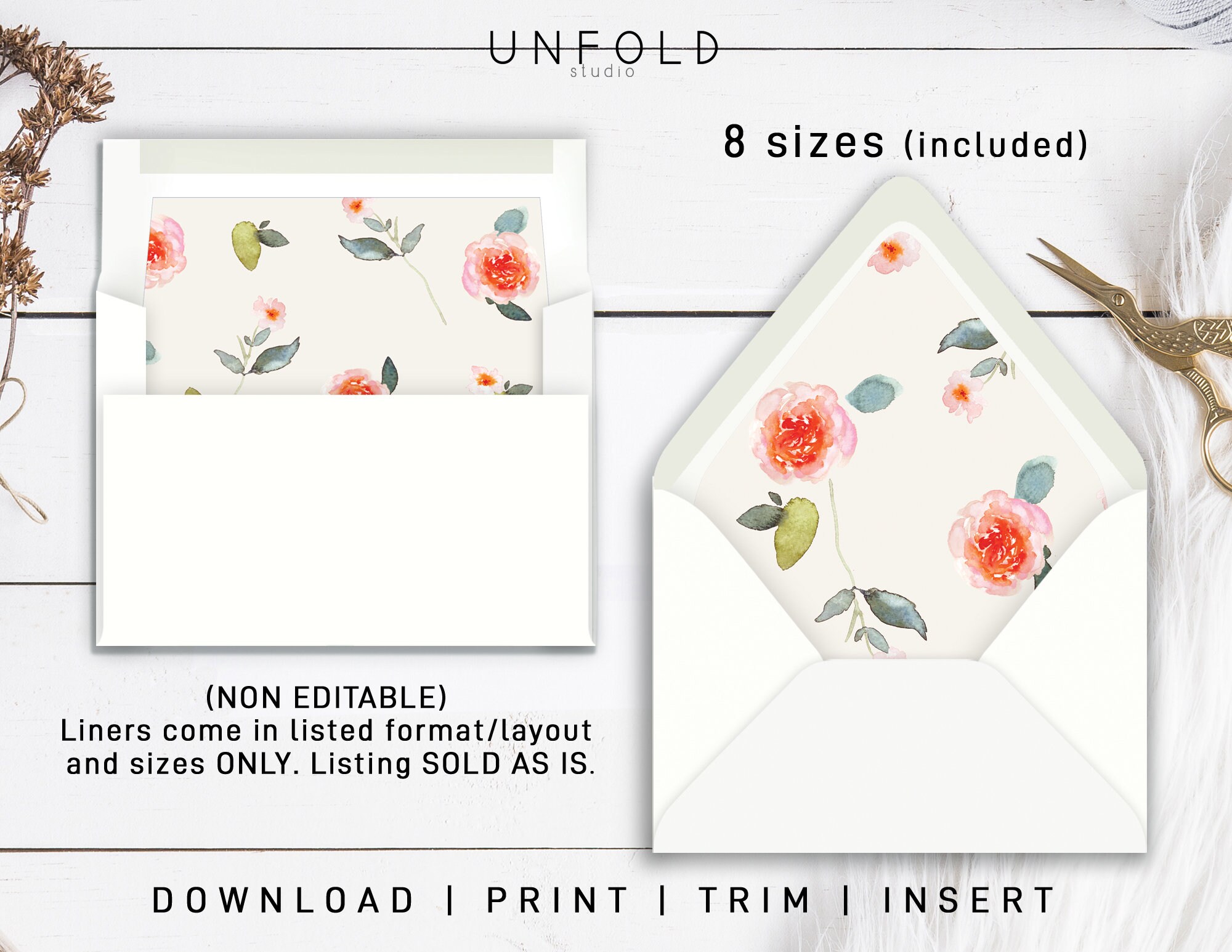 Printable Envelope Liner Templates, 8 Envelope Types Included in PDF ...