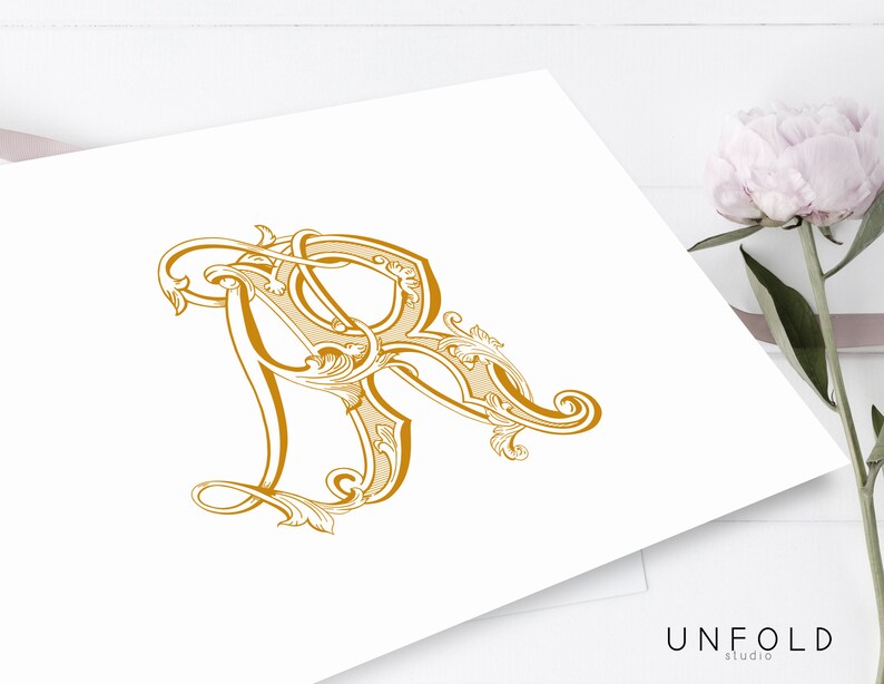 Naam initialen, vintage monogrammen, bruiloft monogram, duogram ...