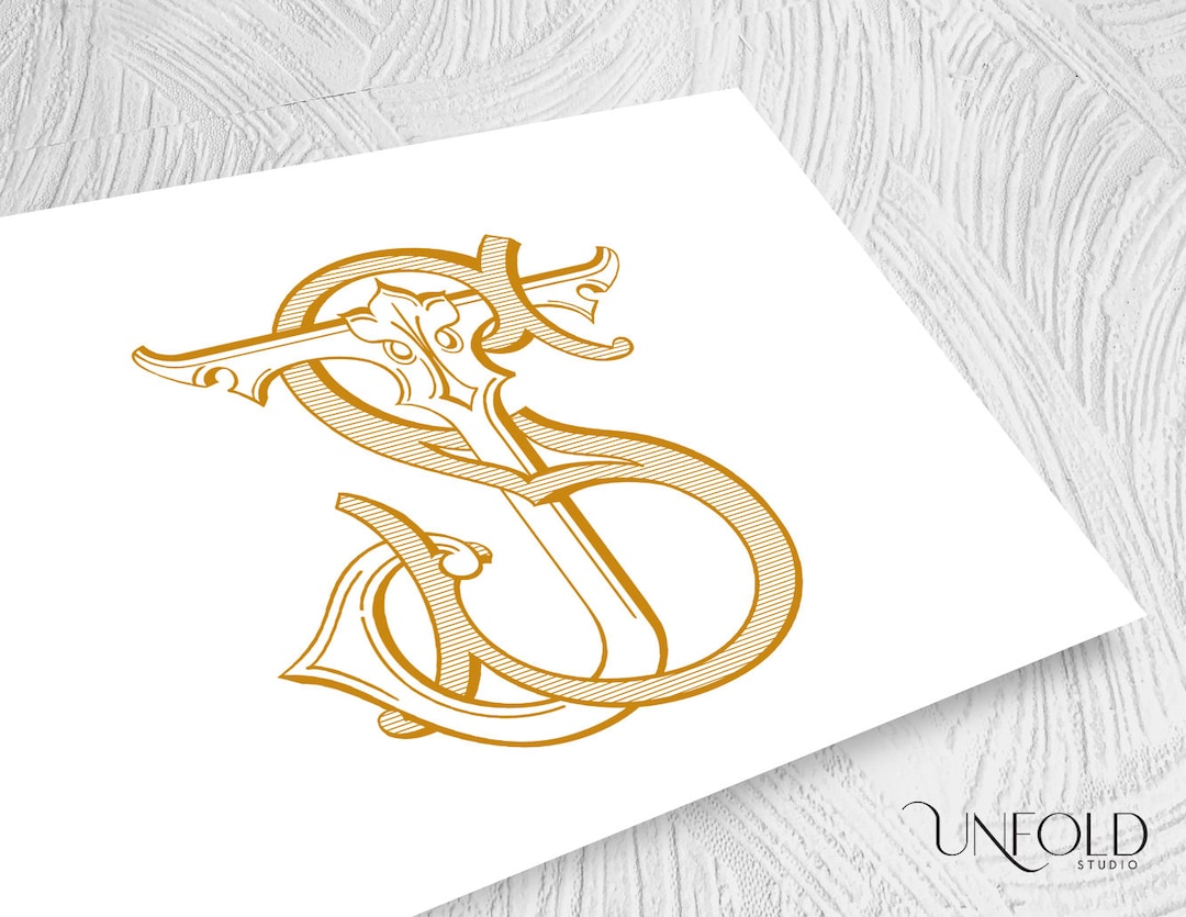 JS or SJ Name Initials, Classic Monograms, Wedding Monogram, Two ...