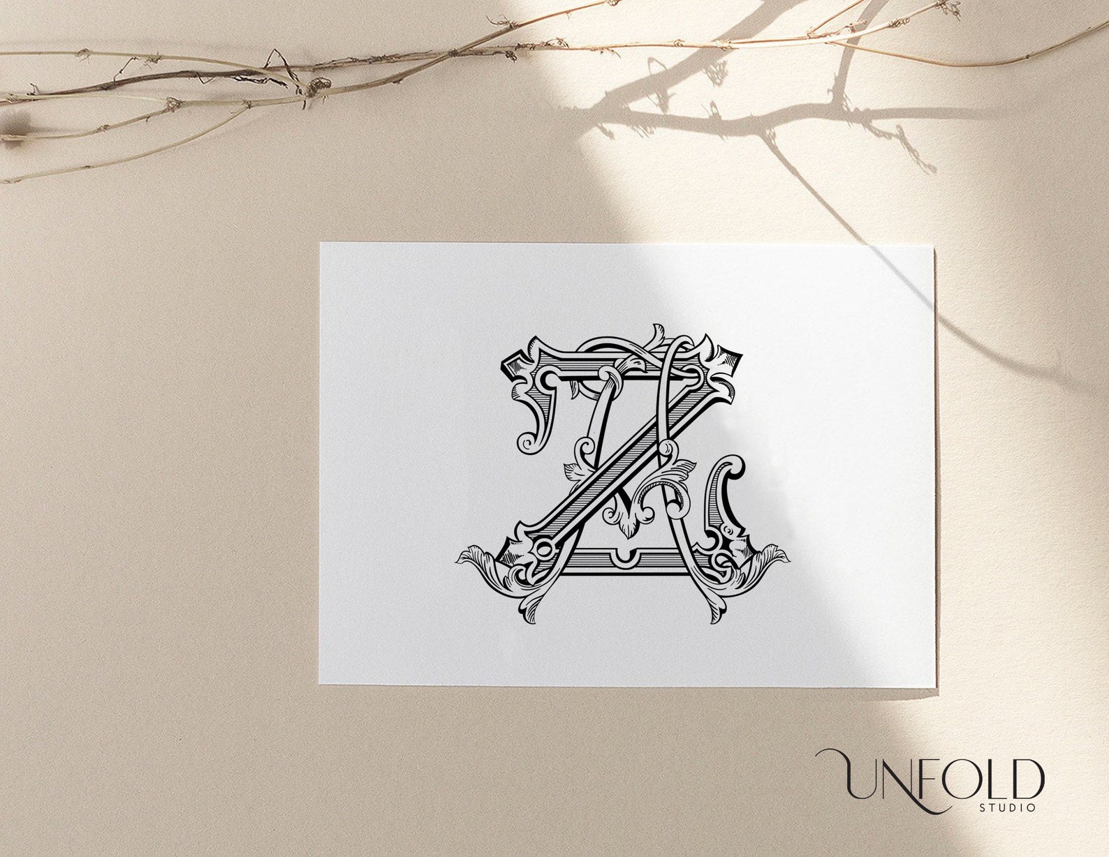 Handpainted Interwoven Vintage Monograms wedding monogram | Etsy