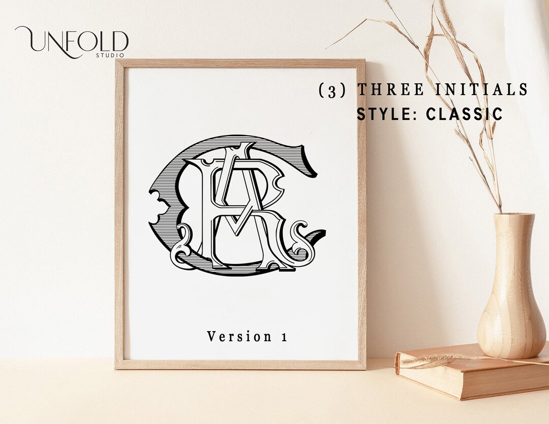 3 Initials Designer Based Monograms Made With Pre-made Letters ...