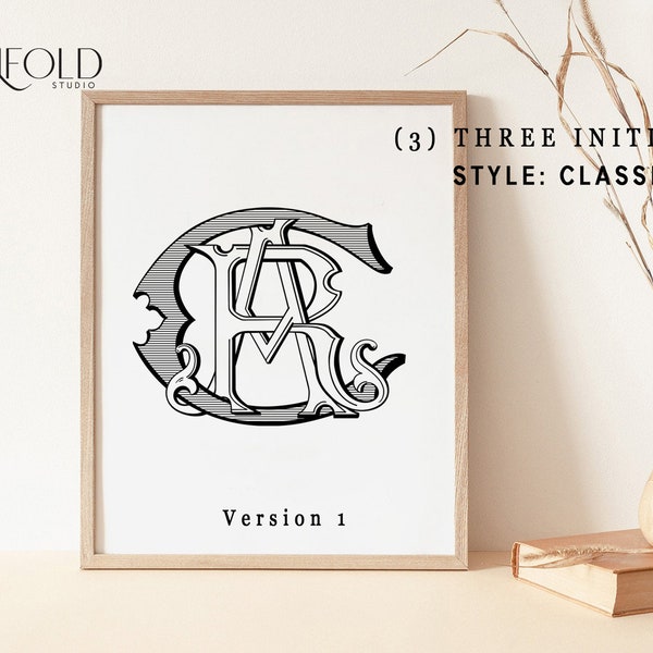 3 Letter Monogram - Etsy