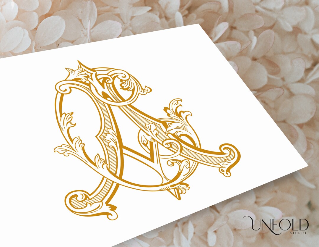 C & A Hand-painted Interwoven Vintage Monograms, Wedding Monogram ...