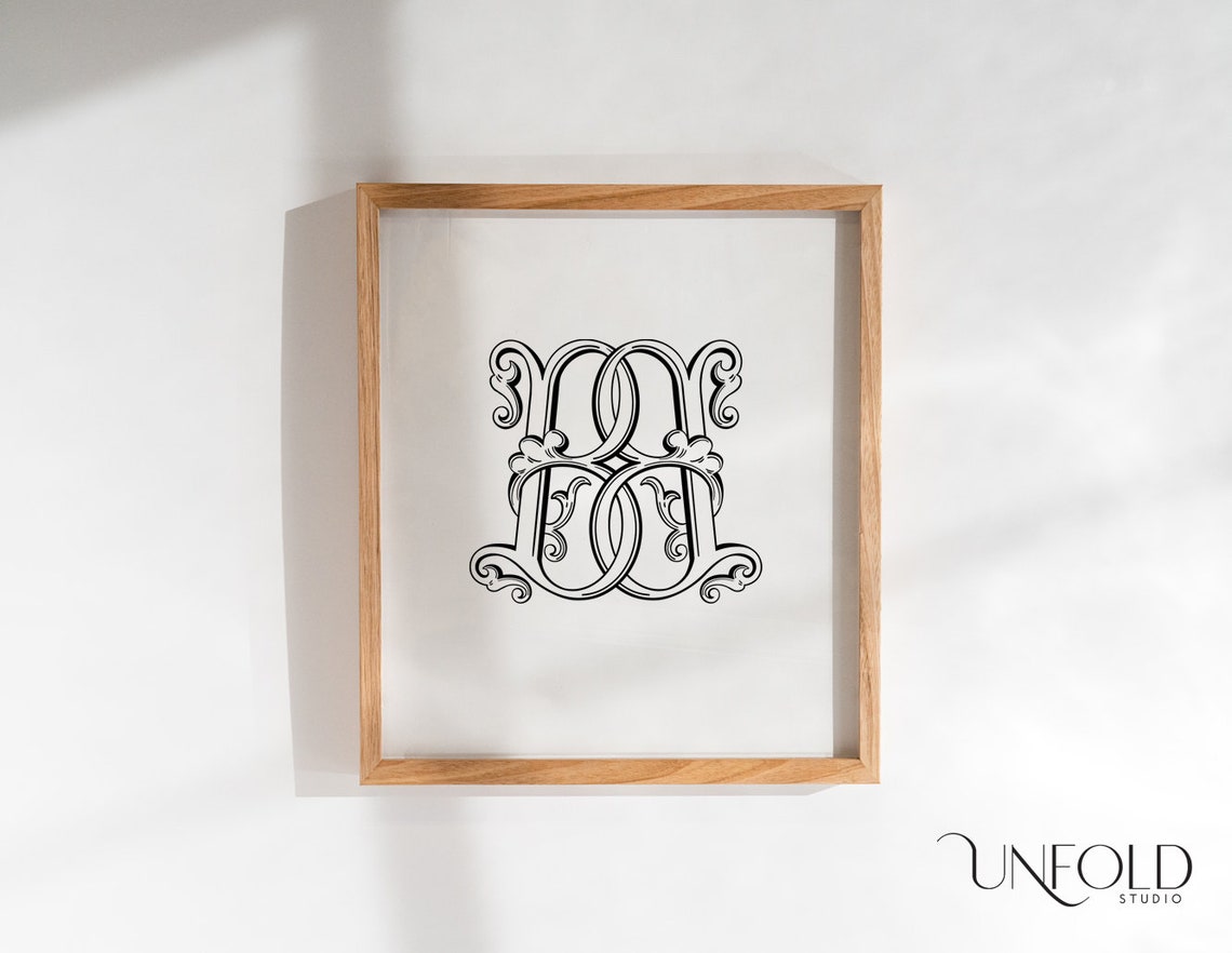 B and B Name Initials, Mirrored Monogram Initials for Couples or First ...