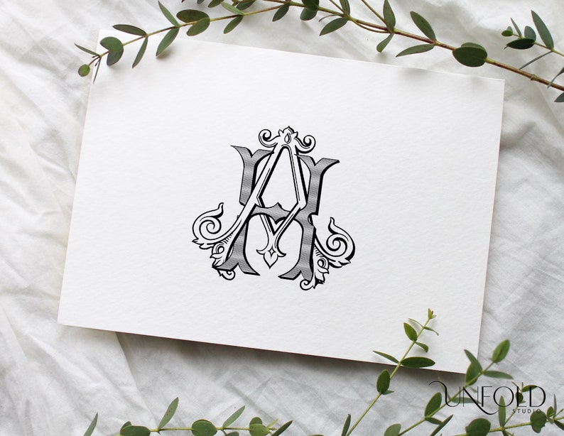 AH or HA Name Initials, Classic Monograms, Wedding Monogram for A and H ...