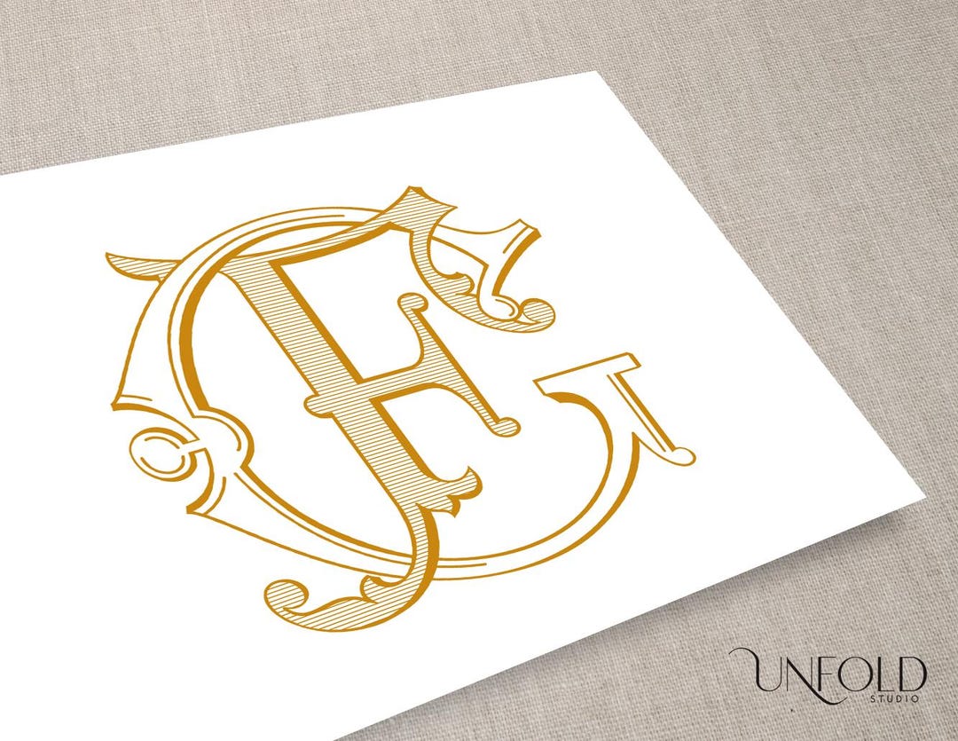 Pre-made Digital Monogram G & F - Customizable Elegant Letter G and F ...