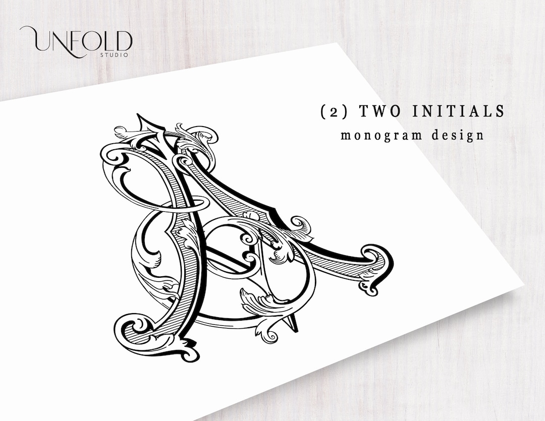 2 Initials, Vintage Styled Designer Based Monograms Made With Pre-made ...