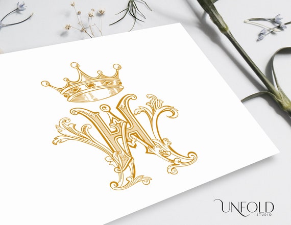 Digital Antique Monogram WHHW Antique Monogram | Etsy