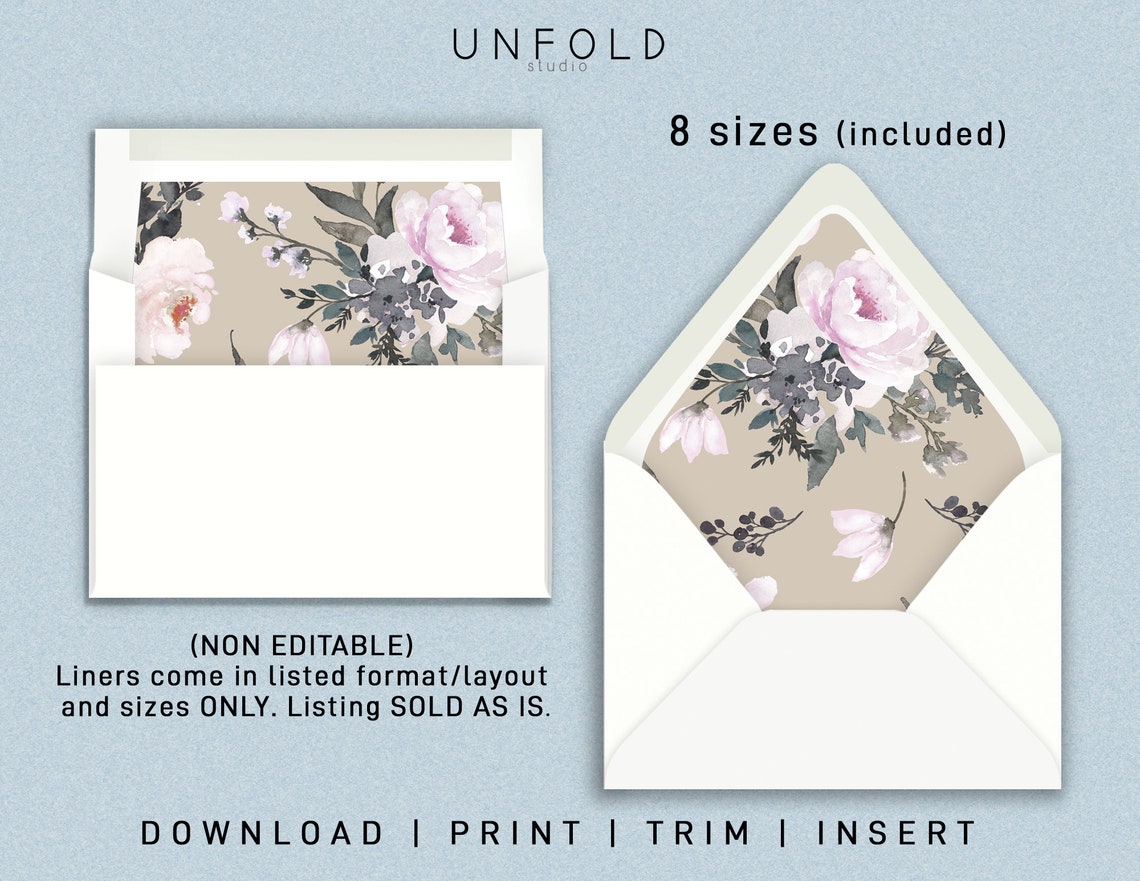 Printable Envelope Liner Templates, 8 Envelope Types Included in PDF ...