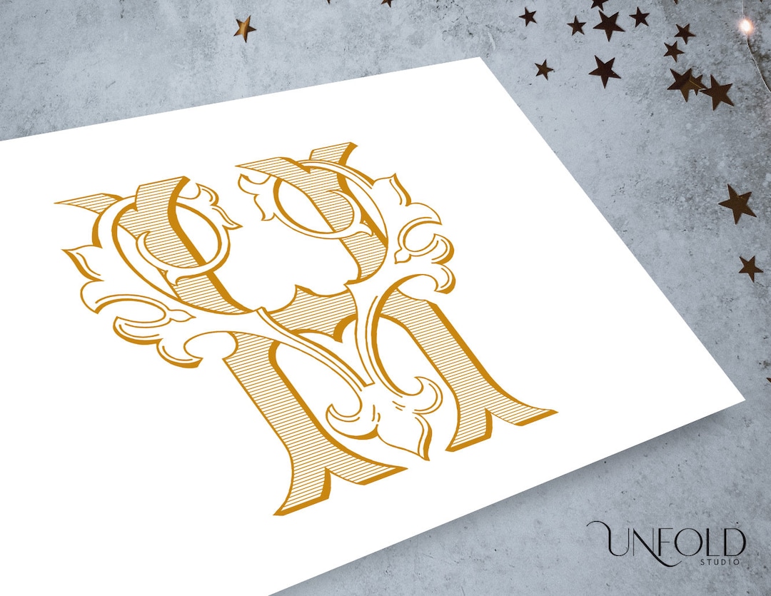 HV or VH Name Initials, Classic Monograms, Wedding Monogram, Duogram ...