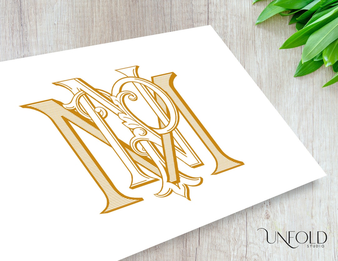 N, M, P Hand-painted Interwoven Vintage Monograms, Wedding Monogram ...