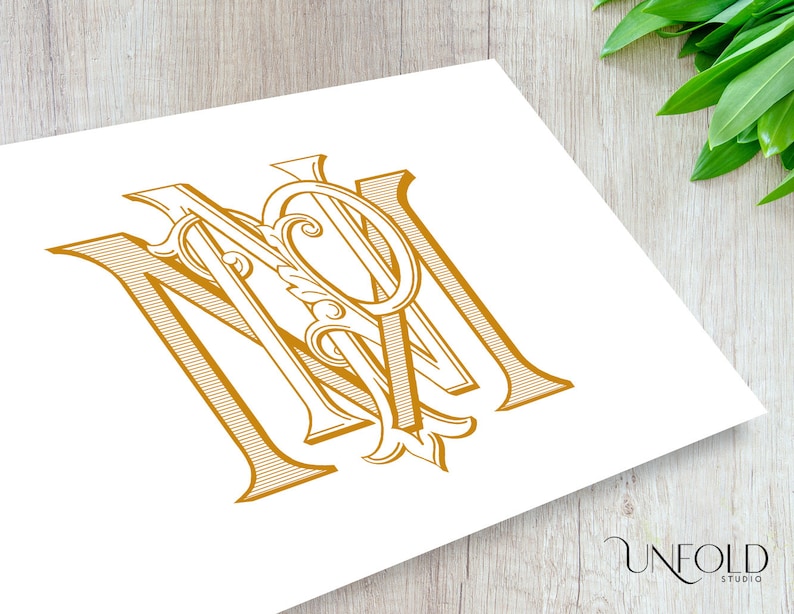 N, M, P Hand-painted Interwoven Vintage Monograms, Wedding Monogram ...