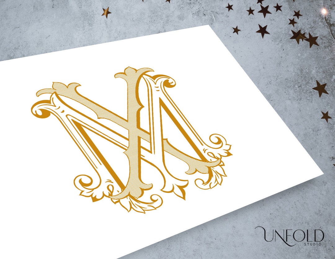 M and X Vintage Interlocking Monograms, Wedding Monogram, Digital ...