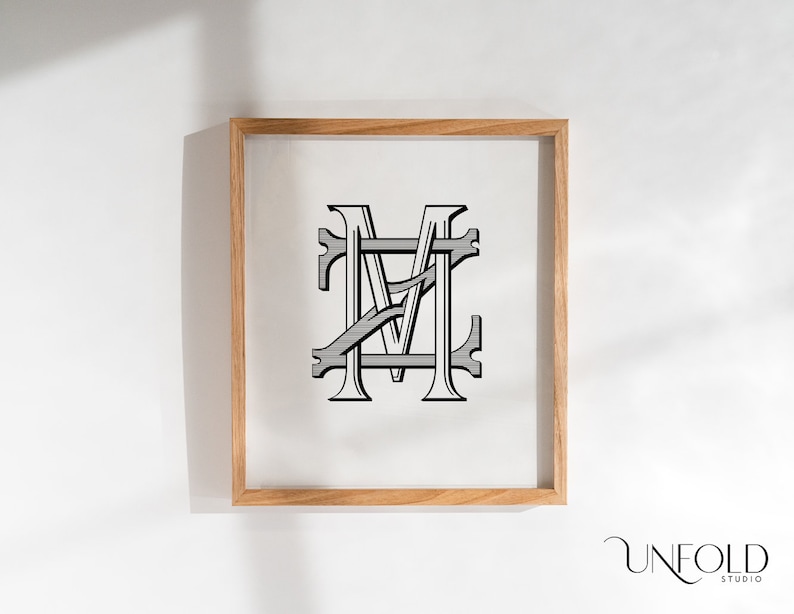 MZ or ZM Name Initials, Classic Monograms, Wedding Monogram, 2 Initial ...